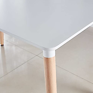 Dining Room Table Kitchen Table Set with Wooden Legs Modern Mid Century Leisure Coffee Table, Rectangular 45 x 30 x 30 Inch, White