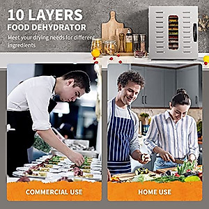 10 Trays Food Dehydrator, All Stainless Steel Dehydrator Food Dryer for Jerky, Meat, Herbs, Vegetable, and Fruit, 1000W Preserve Food Nutrition Professional Household Dryer (67 Recipes)