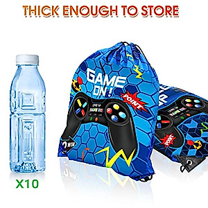 Eccliy 20 Pack Video Game Party Drawstring Bags 12 x 10 Inch Gaming Party Supplies Video Game Party Favors Bags Gamer Party Favors Video Game Goodie Bags for Game Themed Party (Blue, Fresh Style)