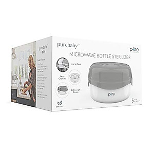 Pure Enrichment® PureBaby® Microwave Bottle Sterilizer - Fast and Easy Natural Steam Sterilizer, 8 Bottle Capacity, BPA Free - Ideal for Bottles, Pacifiers, Training Cups, and Breast Pump Parts