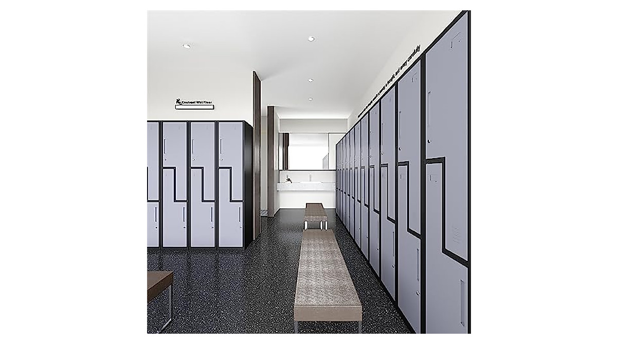 BYNSOE L-Shape Metal Locker for Schools & Gyms