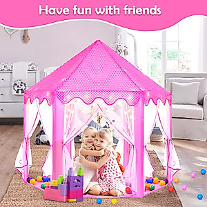Princess Tent Toys Gift Girls Large Castle Playhouse with 16.5 Feet 40 Star Lights for Toddlers Kids Children Indoor Outdoor Games - ASTM/CPC Certified