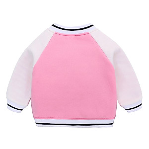 famuka Little Kid Baseball Jacket Warm Cotton Outerwear Toddler Boy Girl Coats (Pink, 2-3T)