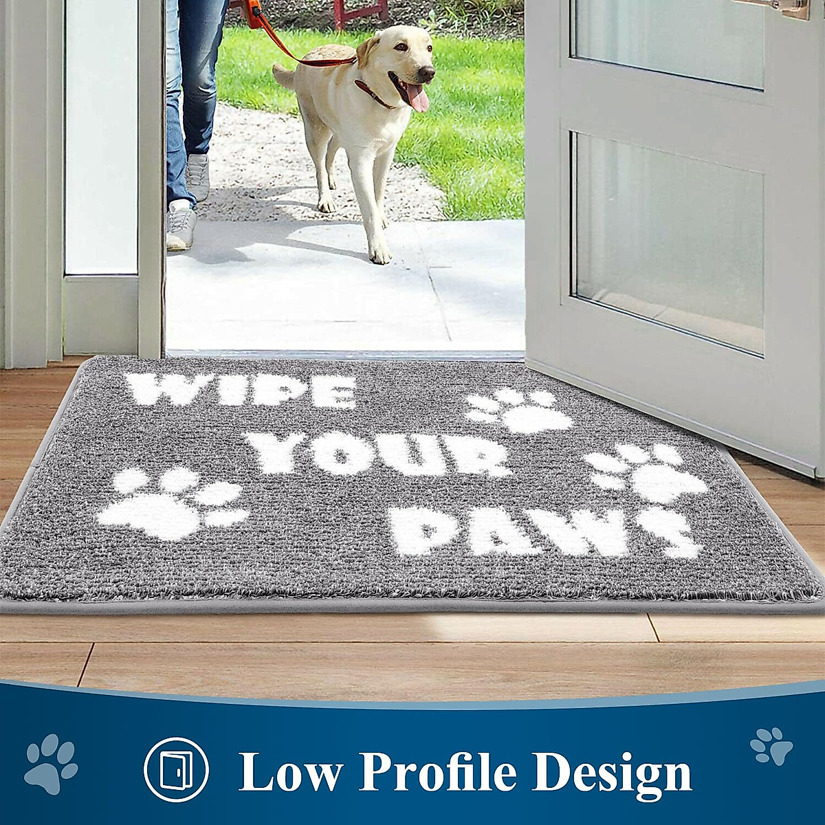 Vaukki Indoor Doormat Entryway Door Mat, Non Slip Absorbent Mud Trapper Mats, Low-Profile Inside Floor Mats, Soft Washable Small Mats Door Carpet for Entryway（Grey and White, 36''x59''）