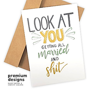 Sleazy Greetings Funny Wedding Card For Marriage Engagement - Adult Humor Dirty Wedding Congratulations Card (Married And Shit)