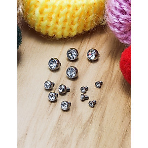 Vsnnsns Dermal Piercing Jewelry Kit, 12Pcs G23 Titanium Dermal Anchor Tops, Internally Threaded, 14G 1.6mm, 2/3/4mm, Clear CZ, for Women Men