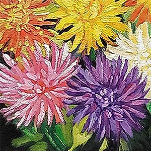 Dahlias - Floral Still Life by Internationally Renowned Painter Yary Dluhos