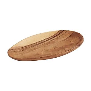 Bloomingville 12" L Oval Carved Acacia Wood Serving Platter Tray, Brown