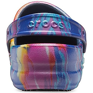 Crocs Unisex Bistro Graphic Clogs, Slip Resistant Work Shoes, Tie Dye/Navy, 12 US Men