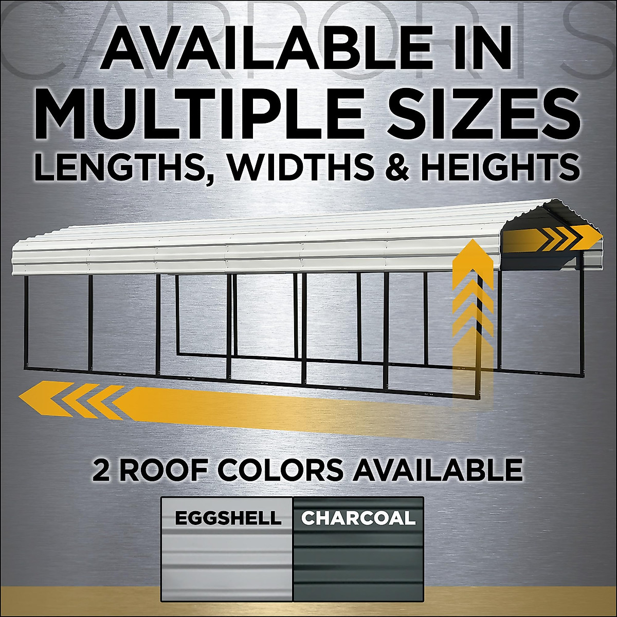 Arrow Carports Galvanized Steel Carport, Double Car Metal Carport Kit, 20' x 20' x 9', Eggshell