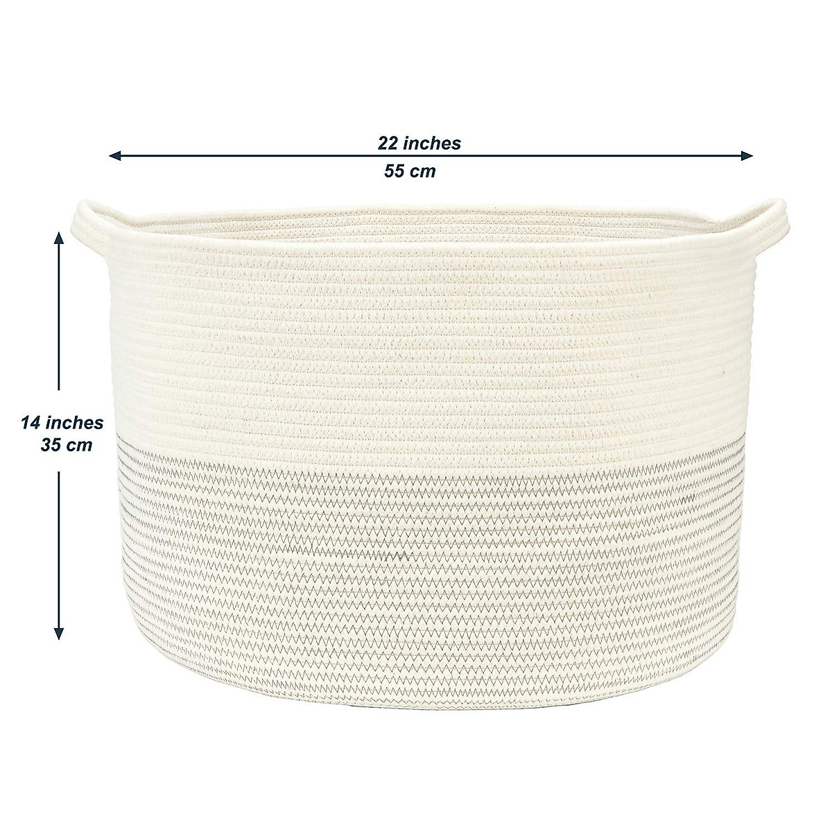 XXXL Cotton Rope Baskets 22 x 14 inches, Jumbo Woven Laundry Blanket Basket with Handles, Large Storage Baskets for Blanket Towels Pillow Clothes, Round Baby Dogs Toy Bins in Living Room Bedroom