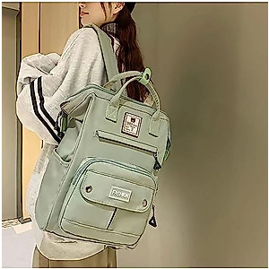 KAOBIO Cute Aesthetic Backpack Large Preppy Bookbags Light Academia Travel Daypack Laptop College Backpack For Women (Sage Green,One Size)