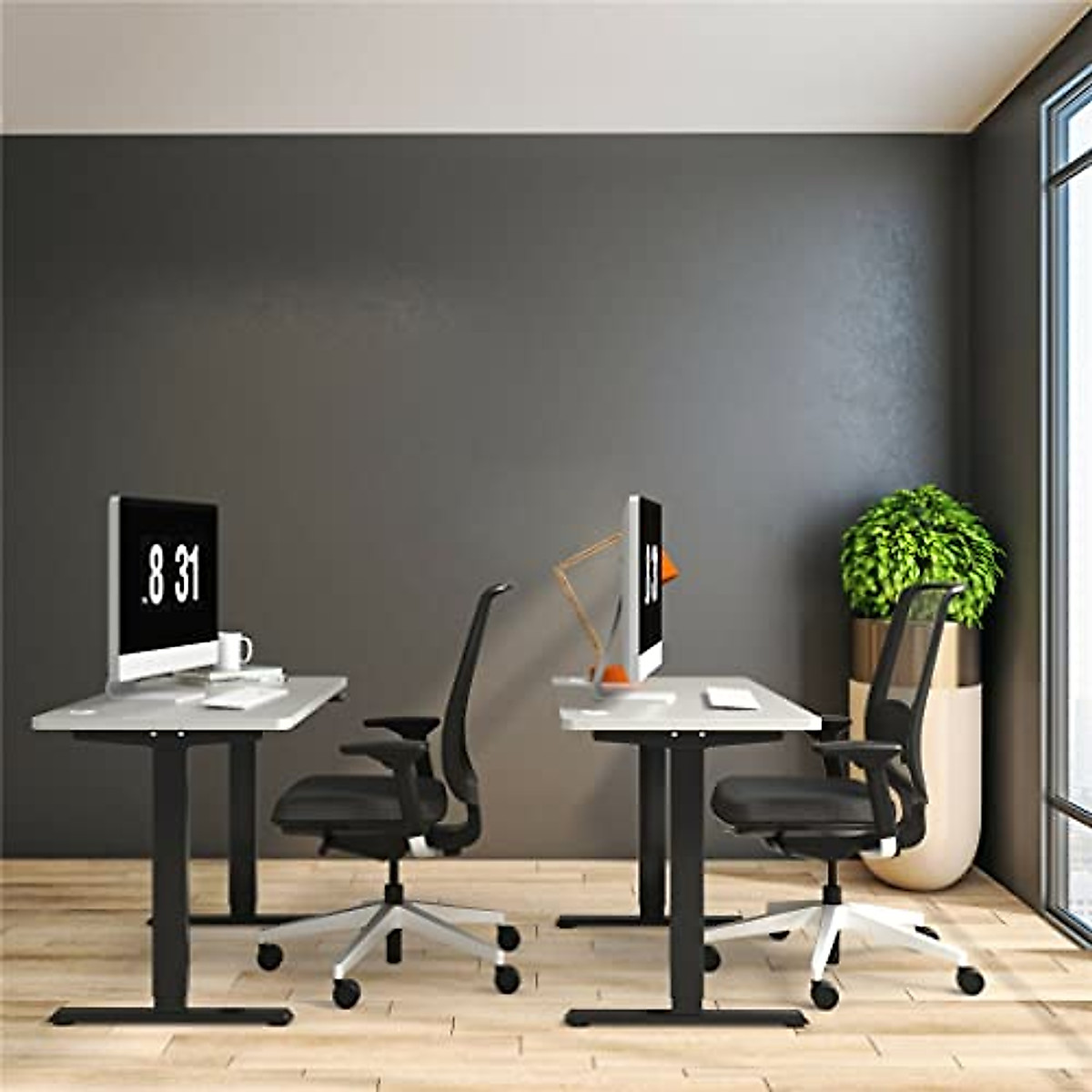 ZHAOLEI Computer Desk Laptop Desk Electric Adjustable Standing Up Desk Frame Dual Motor W/Controller (Color : D)