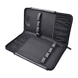 Chef’s Leather Knife Bag with 9 Universal Knife Holder Slots, Knife Carrier Bag Has a Zipper Pouch, Knife Case Also Holds Small Kitchen Tools Like Spoon, Peeler, BBQ Tools, Best Chef Knife Bag