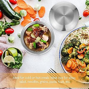 DOITOOL Korean Stainless Steel Rice Bowl with Lid Set, Vacuum Double Wall Multi- Stainless Steel Bowl with Lid Set, for Korean Kitchen Restaurant ( Sliver )