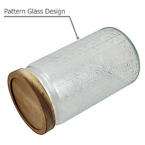 EIKS Glass Storage Jars Airtight Containers with Wooden Lid, Scoop & Protection Mat for Storing Candy Coffee Beans Tea Cookie Nuts, Capacity 1000ml