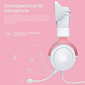 SOSISU Cat Ear Gaming Headset, Ergonomic Wired Headphone for PS4, PS5, Xbox One(Adapter Not Included), PC, Mobile Phone with LED Backlight, Removable Microphone, Surround Sound