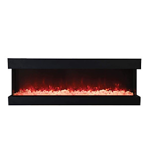Amantii 72-TRU-View-XL 3 Sided Electric Fireplace 72 Inch, 3-Sided Glass Fireplace Heater w/Remote Control & 8H Timer, Thermostat, Black, Adjustable Brightness, Realistic Flame Effects