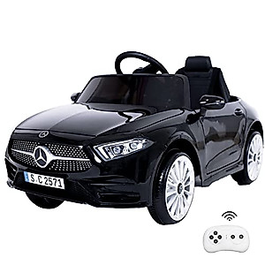 LITTLE BROWN BOX Kids Ride on Car 12V Licensed Mercedes Benz CLS Electric Car for Kids with Parent Remote Control, Adjustable Speed,Safety Belt,Music&Lights, Ride on Toys for Toddler 1-3 Years(Black)