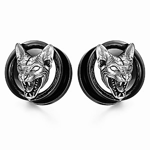 TBOSEN 2PCS Ear Gauges Animal Style Flesh Tunnel Gauges for Ears Stretcher Plug Jewelry Piercing Expander Gauges 0g - 1 inch 8mm-25mm