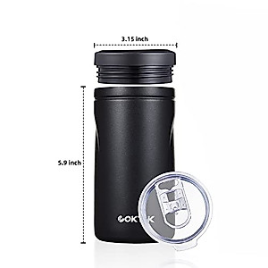 COKTIK 5 in 1 Insulated Can Cooler, Doublae Wall Slim Can Cooler for 12 oz Regular or Slim Cans & Beer Bottle (BLACK)