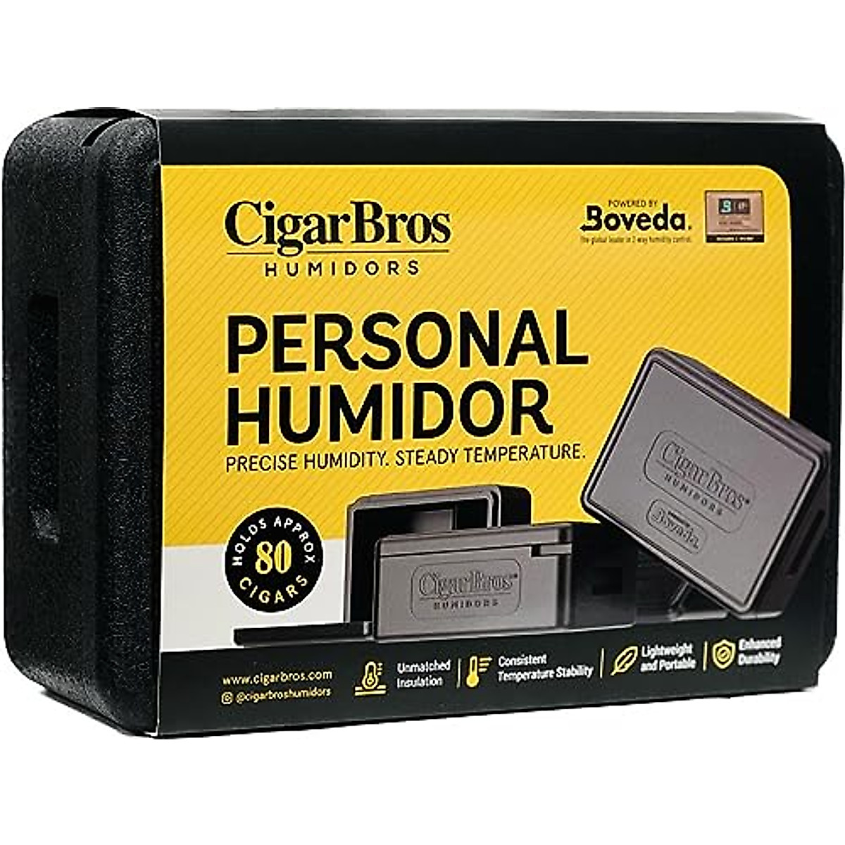 CigarBros + Boveda Personal Humidor: Precise Humidity. Steady Temperature. Holds up to 80 Cigars!