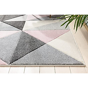 Well Woven Nia Blush & Grey Abstract Triangle Boxes Modern Area Rug 3x5 (3'11" x 5'3")