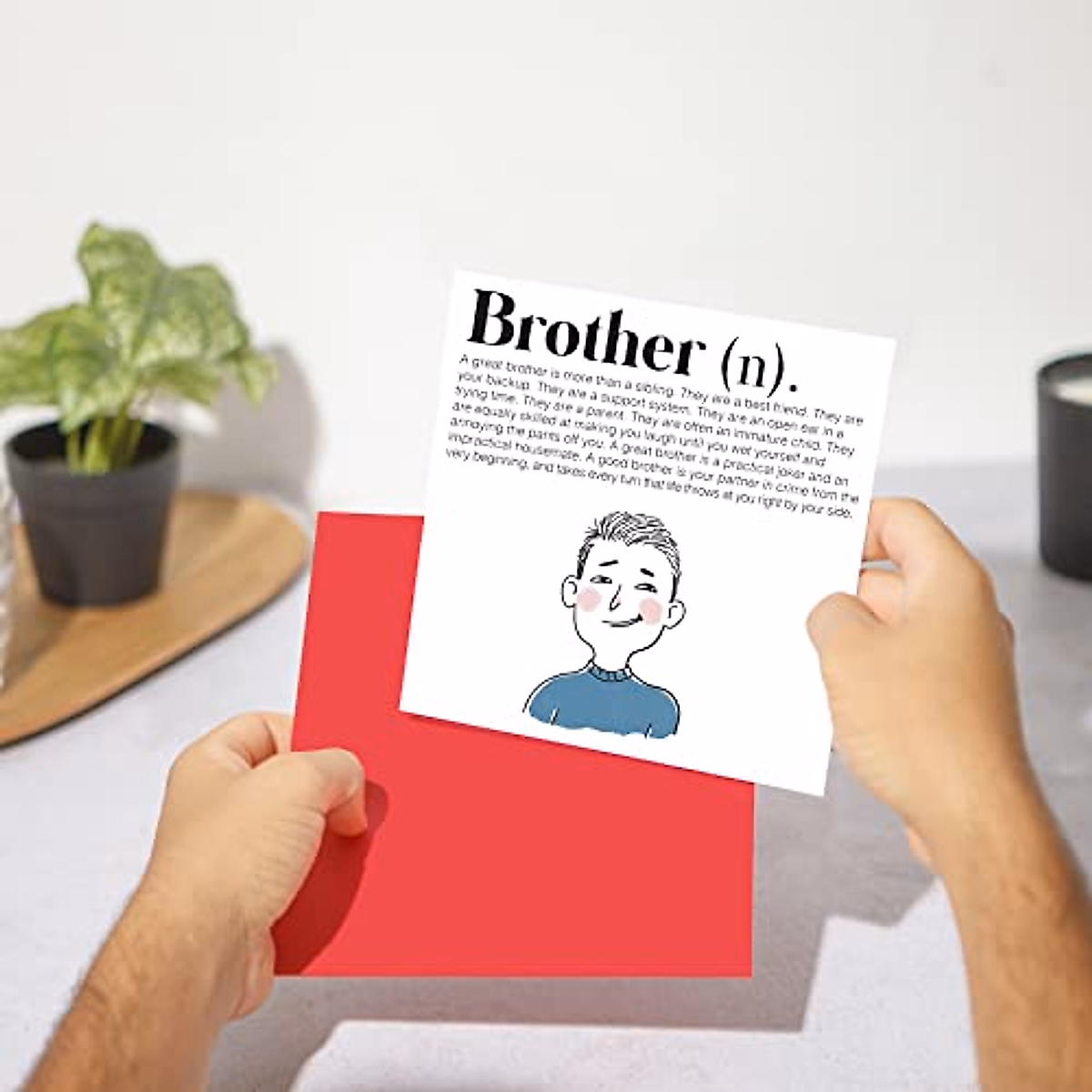 Huxters Brother Birthday Card - Square Happy Birthday Card for Brother - Best Friend‚ Premium Grade Paper Funny Card - Unique Artwork with Inspirational Quote - Includes Cute Envelope (Brother)
