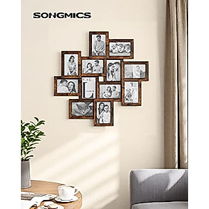 SONGMICS 4x6 Collage Picture Frames, Multi Picture Rustic Photo Frame Set with Glass Front for Wall Décor, Assembly Required (12-Pack)
