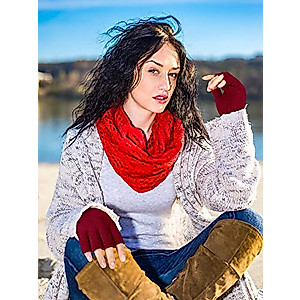 SATINIOR 3 Pairs Women Fingerless Gloves Winter Half Finger Knit Gloves for Women Men(Black, Dark Grey and Dark)