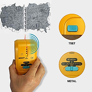 ALLOSUN TS73 3 in 1 LED Wood Stud FinderMulti Stud ScannerElectronic Stud Sensor Wire Cable Wall Metal Detector Finder Home Decoration, yellow