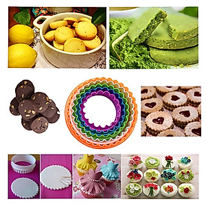 NELPLA Two Side Round Cookie Cutters,Biscuit Cutters and Fondant cake Cutters, Set of 6 PCS, Assorted color