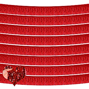 10 Pack 10 Feet Red Foil Fringe Garland Metallic Tassle Banner Wall Hanging Tinsel Streamers Backdrop for Parade Floats, Bachelorette, Wedding, Birthday, Halloween, Christmas Party Decorations