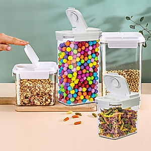 XhOSLAnd Cereal Containers Storage Set, 4 PCS Airtight Food Storage Containers with Flip-Top Lids, Plastic Cereal Organizer Dispenser for Kitchen, Pantry Organization Storage