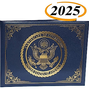 U.S. Citizenship and Naturalization Certificate Holder. Gold American Eagle logo 'Certificate of Citizenship', Padded with cover.