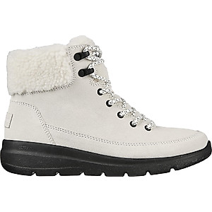 Skechers Women's Glacial Ultra-Woodlands Fashion Boot, White/Black, 10