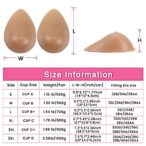 Vollence One Pair B+ Cup Teardrop Silicone Breast Forms Mastectomy Bra Enhancer Inserts Concave Bra Pads