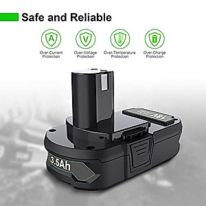 Bonadget 2Pack 18V 3.5Ah Replacement for Ryobi 18V Lithium Battery One Plus P102 P103 P104 P105 P107 P108 P109 Cordless Tools