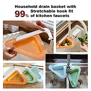 2 Pack Stretchable Kitchen Sink Drain Basket,Extending Kitchen Sink Strainer Basket for Faucet, Swan Triangle Sink Drain Basket for Kitchen Sink