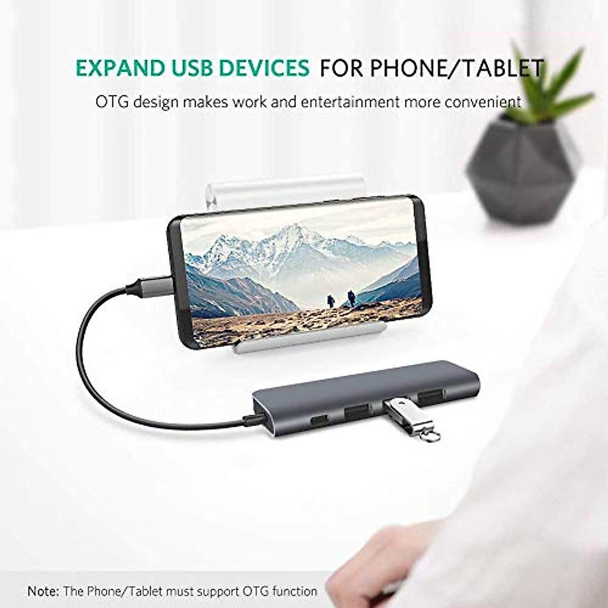 USB C Hub HDMI,7-in-1 Aluminum USB Type C Multi-port Adapter Dongle with 4K HDMI, 60W PD Charging,3 USB 3.0 Ports,SDMicro,Compatible with MacBook,HP Spectre,Dell XPS, Lenovo Yoga,ChromeBook,Surface Go