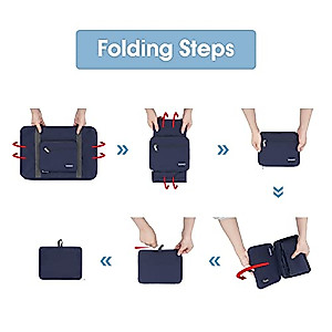 For Spirit Airlines Personal Item Bag 18x14x8 Foldable Travel Duffel Bag Tote Carry on Luggage for Women and Men (Dark Blue (with Shoulder Strap))