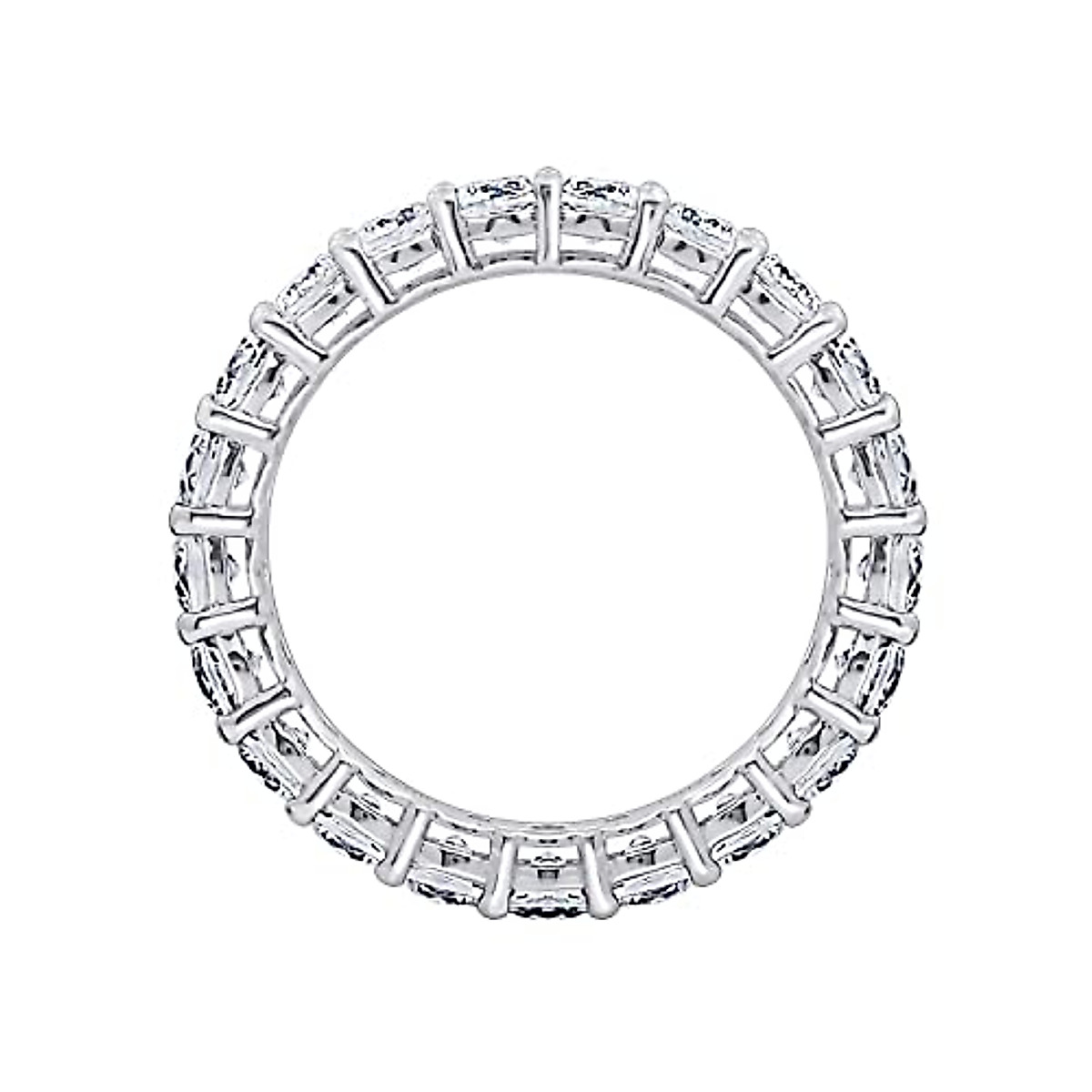 Amazon Essentials Platinum-Plated Sterling Silver All-Around Band Ring set with Round Infinite Elements Cubic Zirconia (2 cttw), Size 7 (previously Amazon Collection)