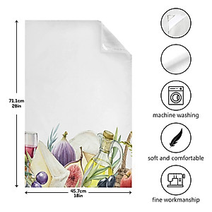 Cheese Grapes Kitchen Towels Wine Fig Olive Dishcloths Set 4 Pack Hand Dish Towel Tea Bar Towels 18 x 28 in Cleaning Cloths Soft Absorbent Fast Drying for Cooking Baking