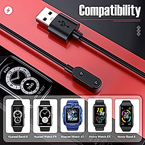 TiMOVO Charger Compatible with Huawei Band 6/Honor Band 6/Honor Watch ES/Huawei Watch Fit/Huawei 4X Smartwatch, Magnetic USB Charging Cable 3.3ft, Replacement Charging Cable Cord - Black