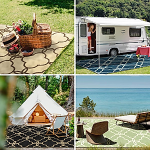 Ashler Sage Green Outdoor Plastic Straw Rug Waterproof for Patio, Clearance Reversible Camping Mats, 9x12 Large Outdoor Area Rugs with Carrying Bag, for RV, Picnic, Backyard, Indoor