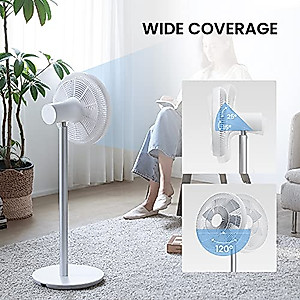smartmi Outdoor Oscillating Pedestal Fan 3, 100-Speed Portable Quiet Standing Fan, 120° Oscillation and 40° Tilt, Floor Smart Fan for Bedroom Home Office, Works with Alexa, Cordless, with Remote, 38 Inch