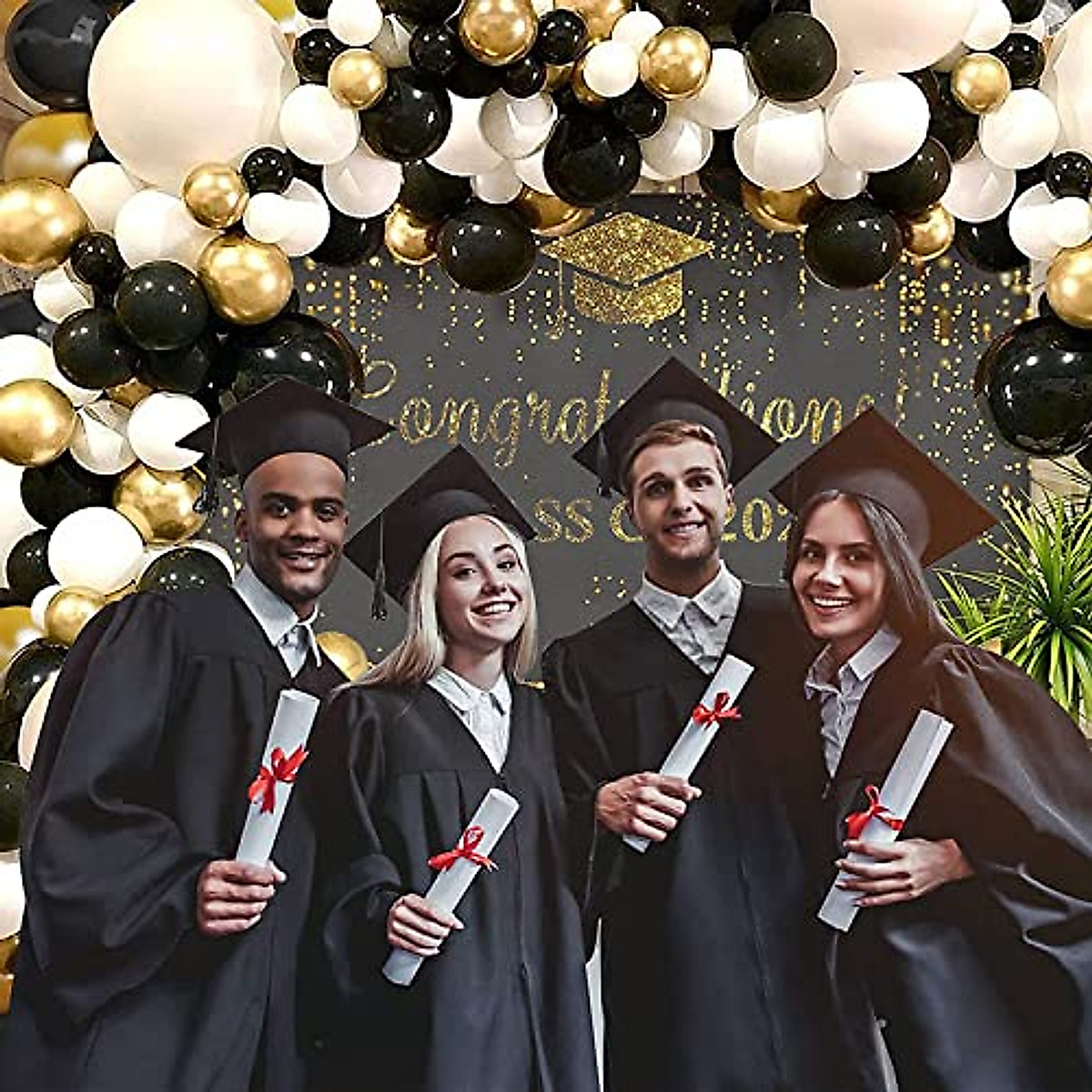 VIVID TREE Black and White Gold Balloons Arch Garland Kit,Party Birthday Balloons Decoration Set for Bridal,Baby Shower, Wedding, Birthday, Graduation, Anniversary Party