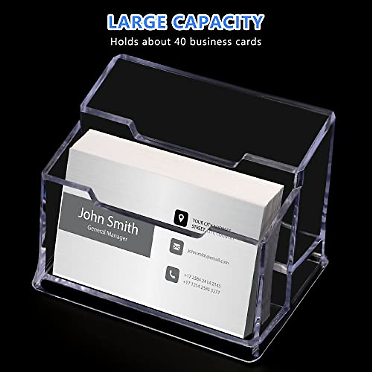 FYY Clear Business Card Holder for Desk,Acrylic Business Card Stand Business Card Holder Display with 2 Tier for Office-Clear