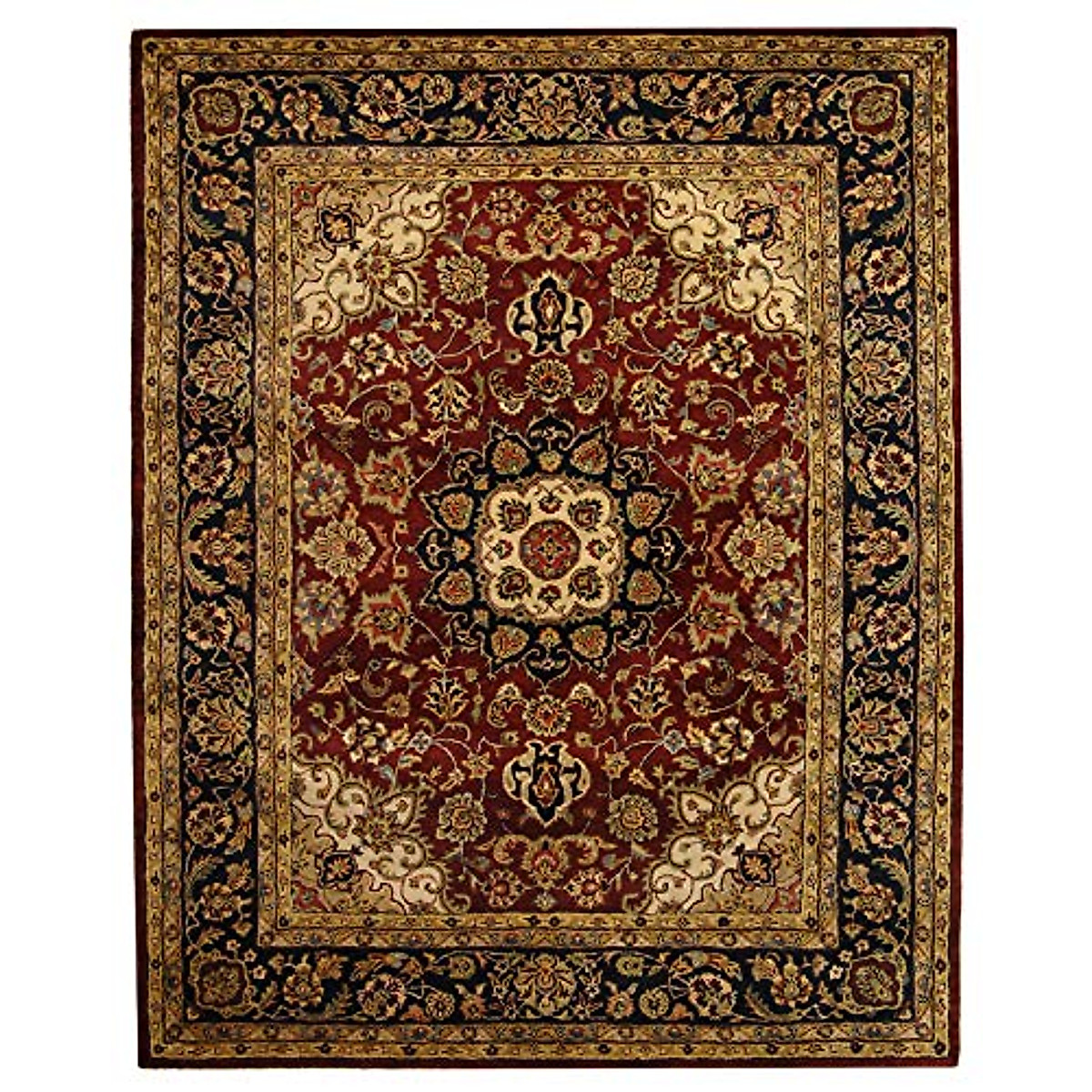 SAFAVIEH Classic Collection Area Rug - 8'3" x 11', Burgundy & Navy, Handmade Traditional Oriental Wool, Ideal for High Traffic Areas in Living Room, Bedroom (CL362A)