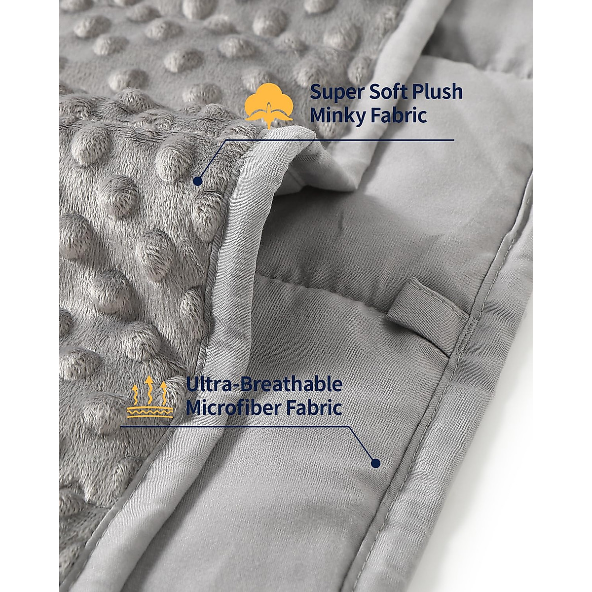 Mr. Sandman Weighted Lap Blanket 2LBS 20 x 30 Inches, Minky Dots Heavy Blanket with Glass Beads, Soft and Cooling for School and Home, Grey